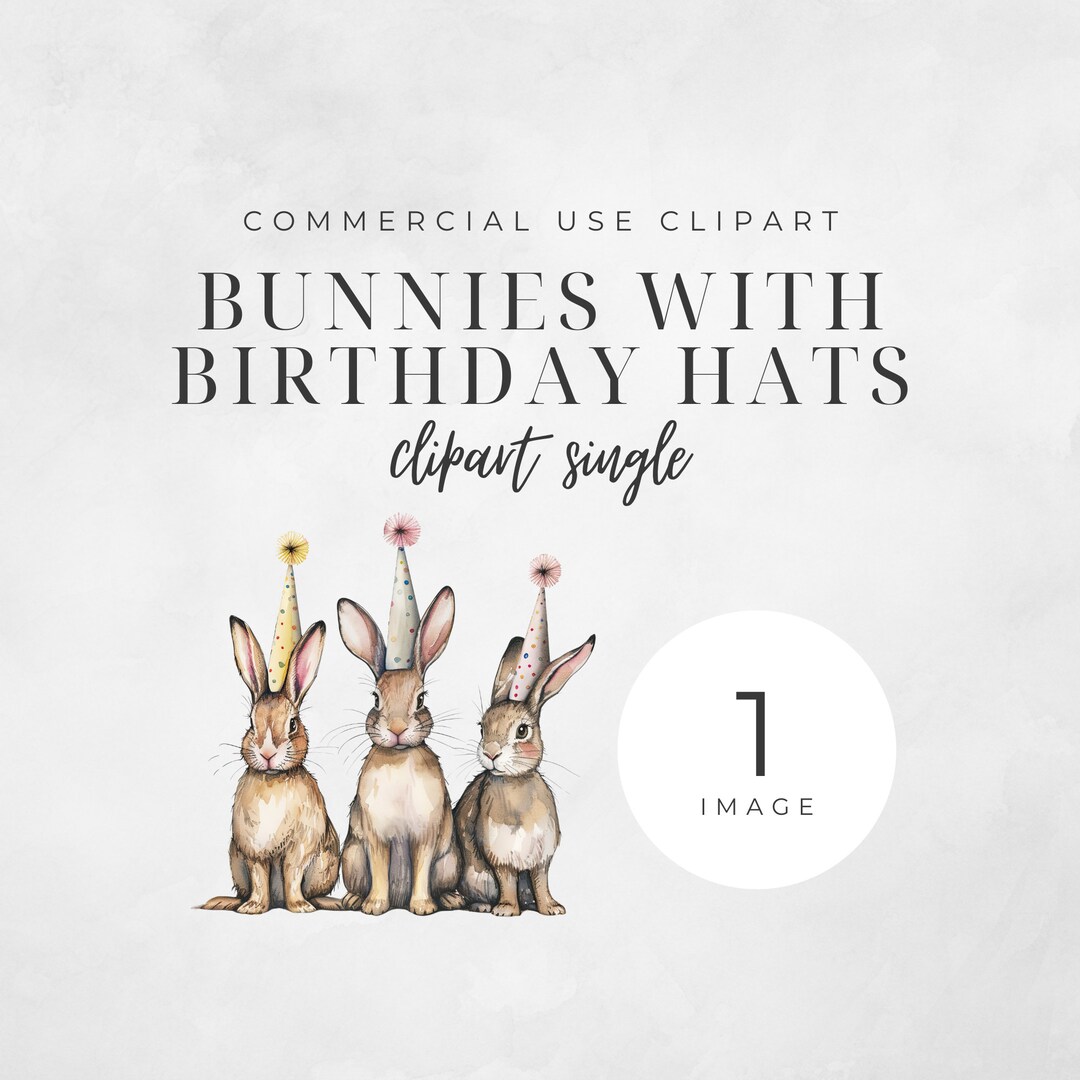 Birthday Bunnies Single Clipart Image Rabbit Bunny PNG High Quality ...