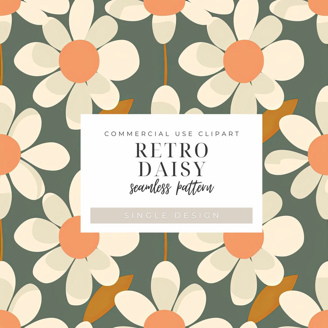 Retro Daisy Digital Seamless Backgrounds Retro Blooms Flowers ...