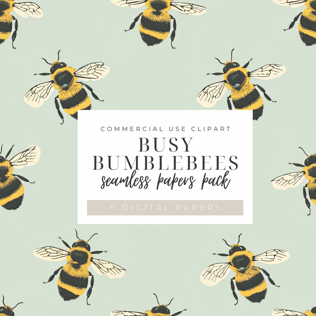 Bumble Bee Digital Papers - Honey Bee - Spring Seamless Backgrounds ...