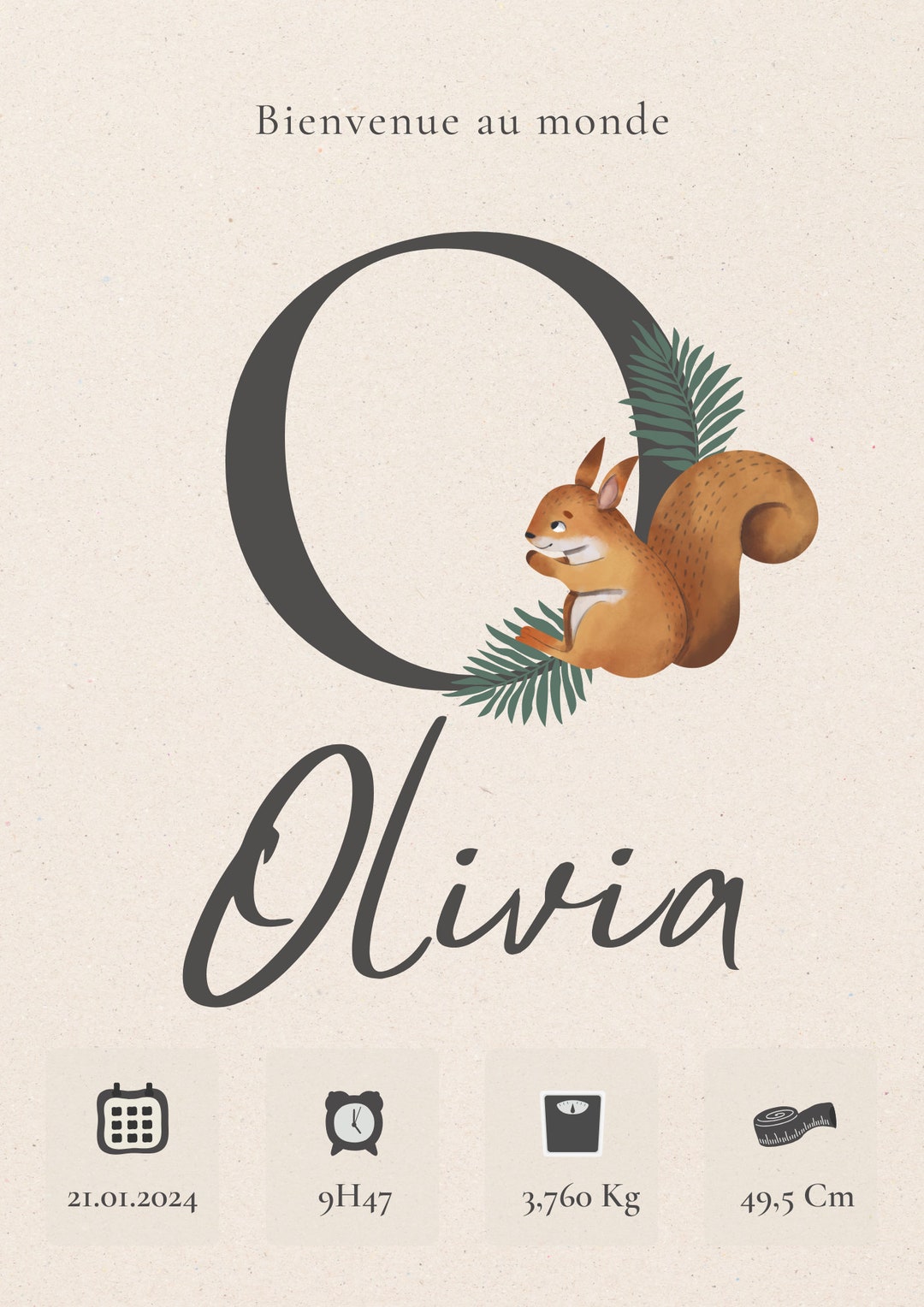 Customizable Birth Letter Poster - Etsy