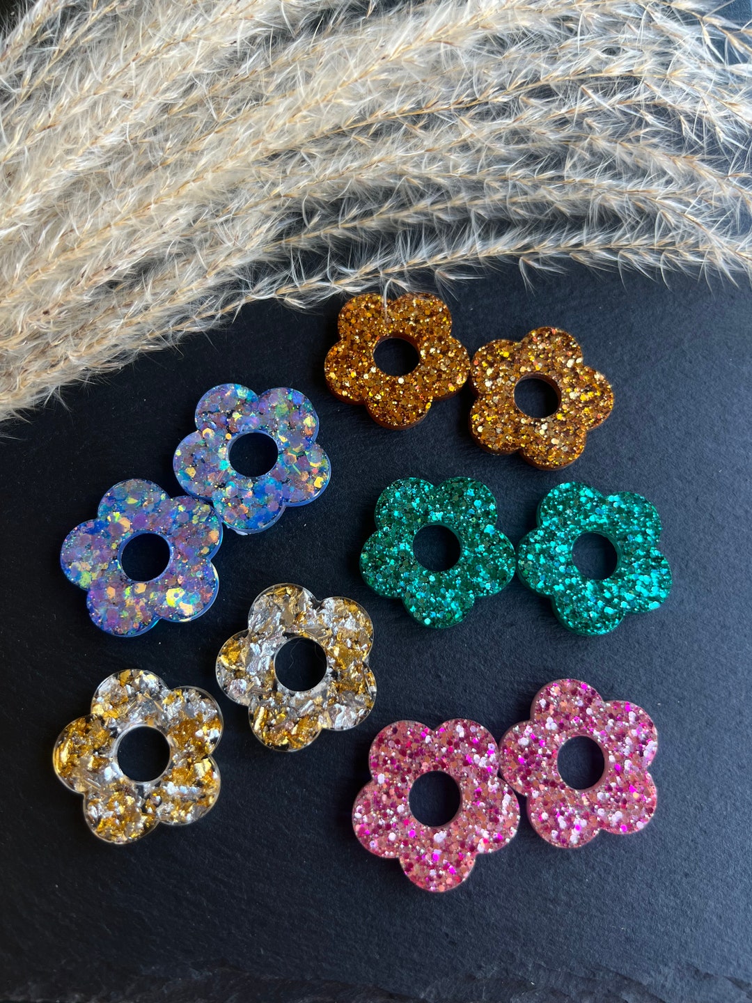 Maxi Emy, Boucle d'oreille Fleur, Créole en Acier Inoxydable pour Femme ...