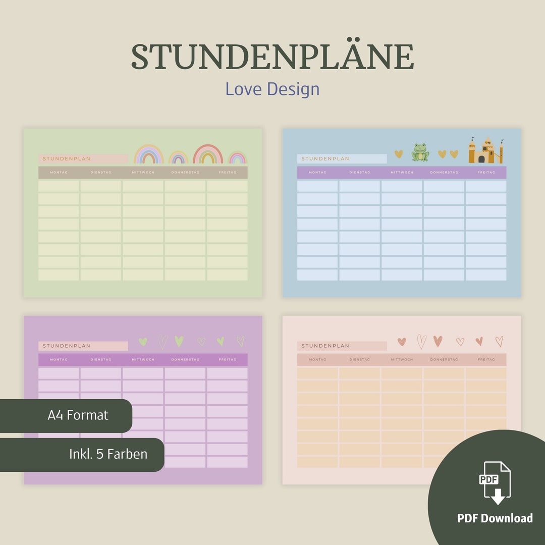 Timetable Template Children to Print Timetable A4 School Timetable Love ...