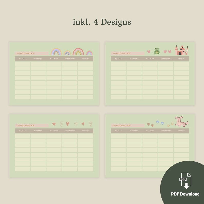 Timetable Template Children to Print Timetable A4 School Timetable Love ...