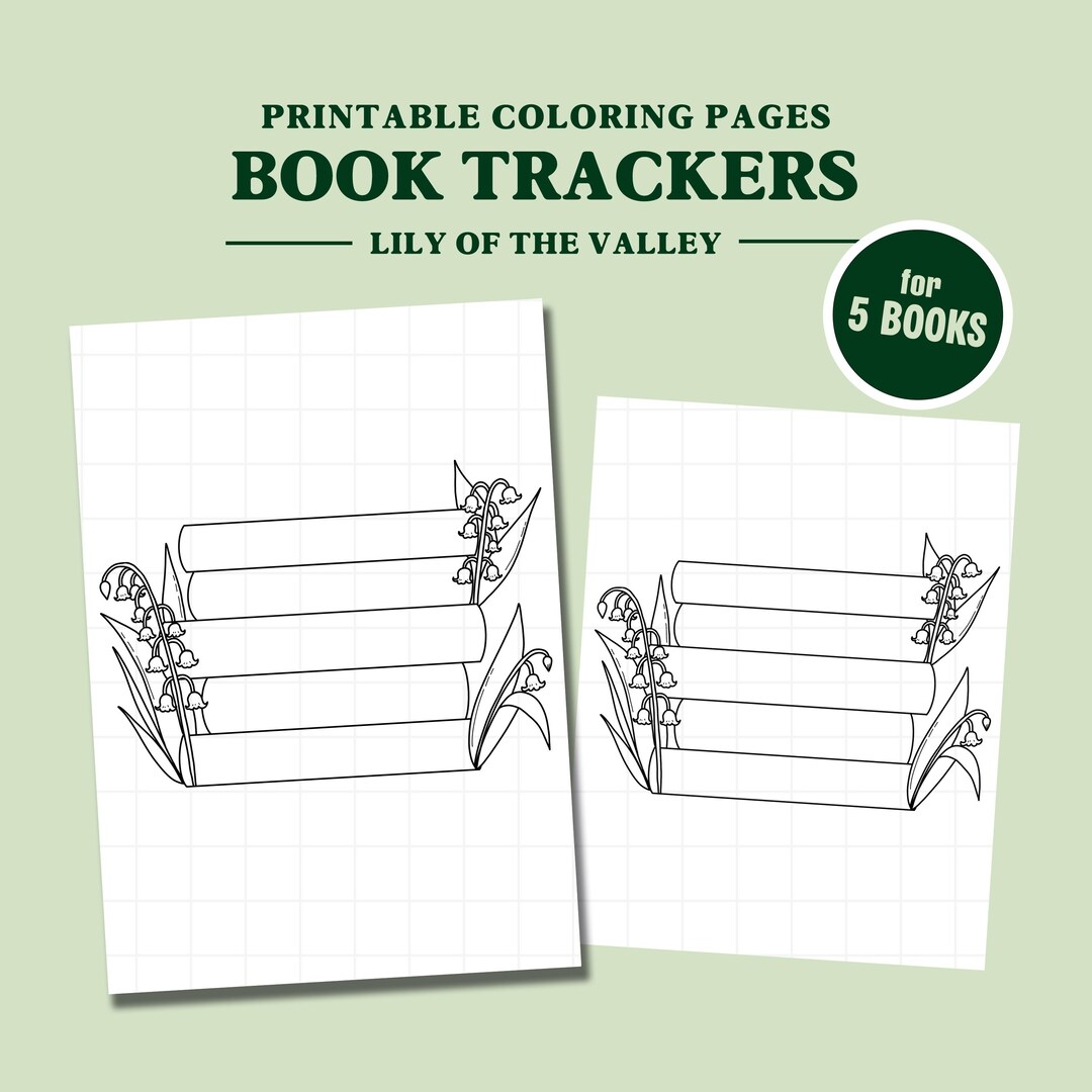 5 Book Trackers Coloring Page | Flower Floral Bookshelf Log for Reading ...