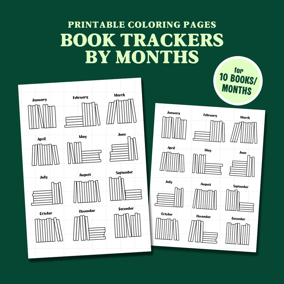 Monthly Books Trackers Coloring Page | Bookshelf Log for Reading ...