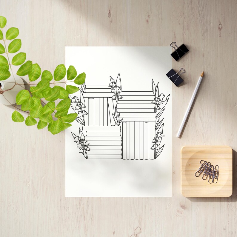 30 Book Trackers Coloring Page | Flower Floral Bookshelf Log for ...