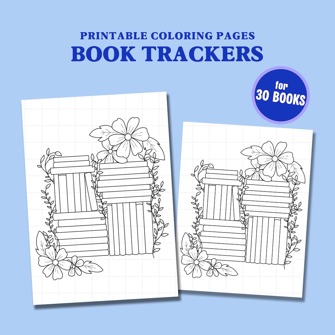 30 Book Trackers Flower Coloring Page | Bookshelf Log for Reading ...