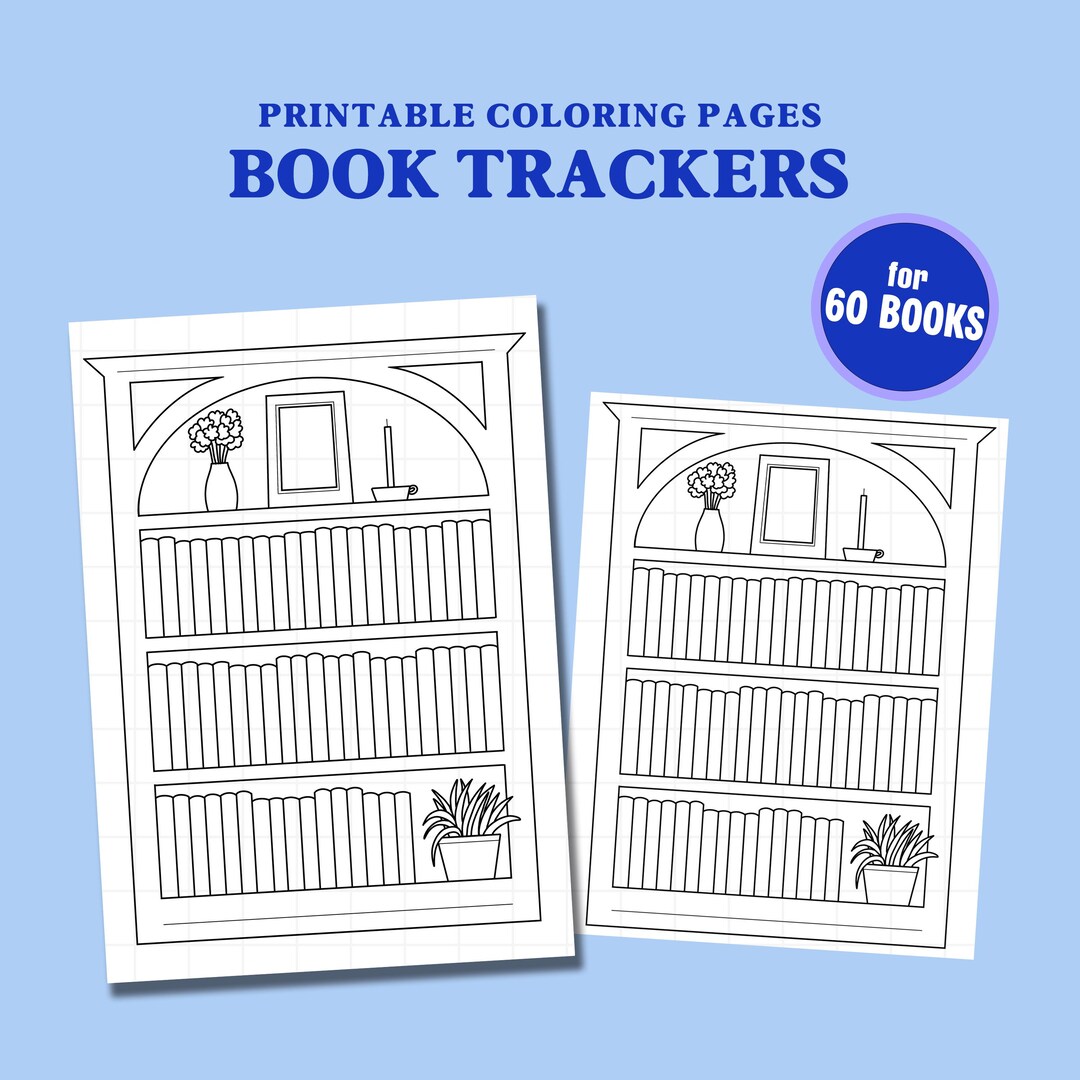 60 Book Trackers Coloring Page | Bookshelf Log for Reading, Personal ...