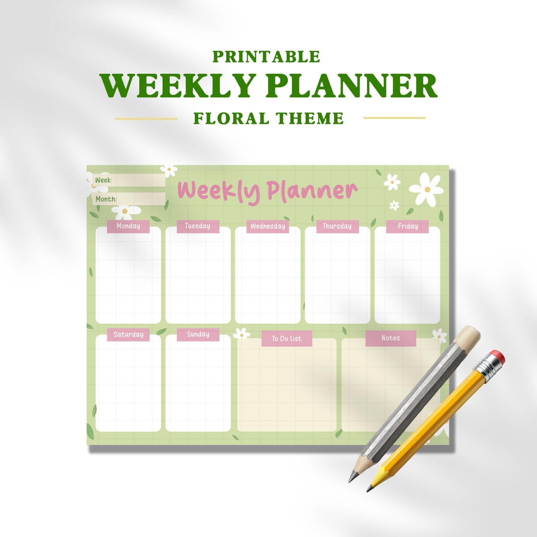 Minimalist Floral Weekly Planner | Aesthetic Flower Undated Digital ...
