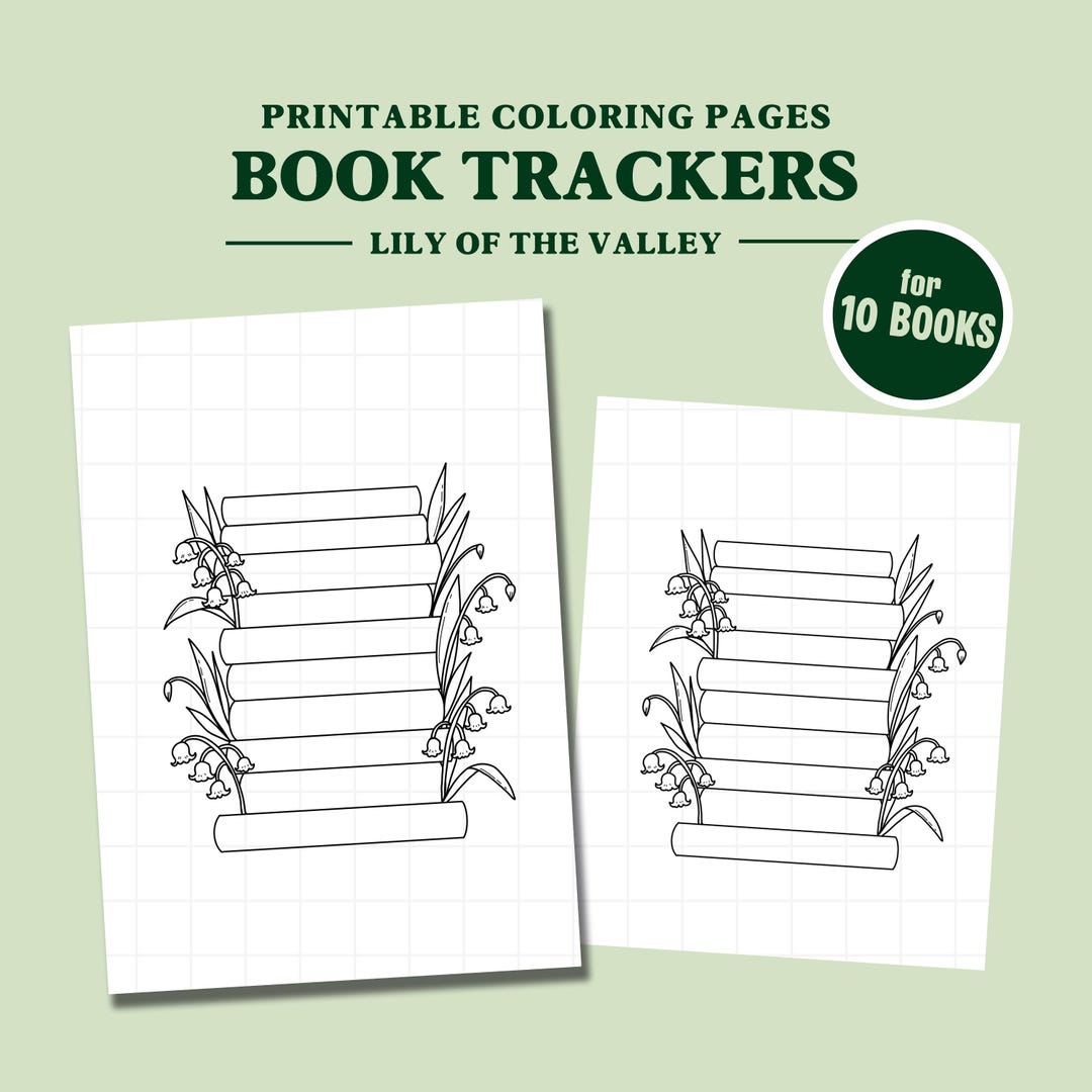 10 Book Trackers Coloring Page | Flower Floral Bookshelf Log for ...