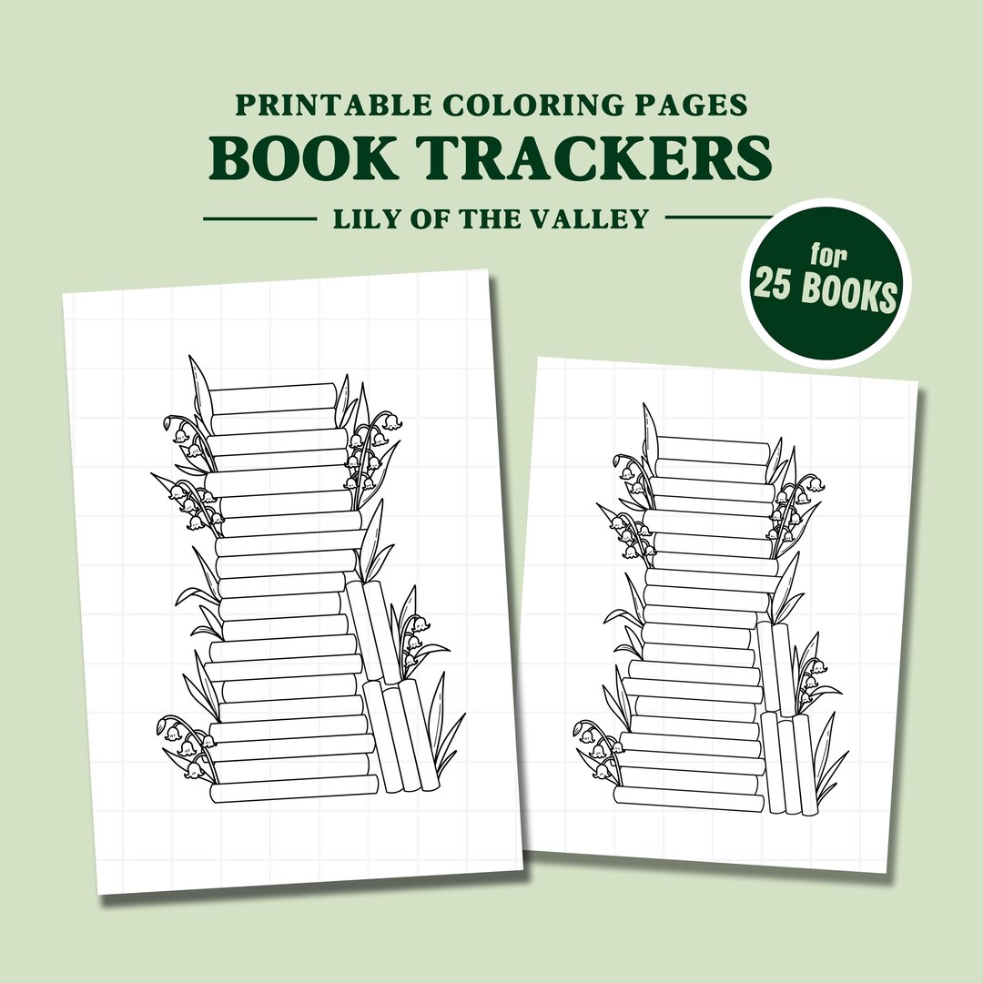 25 Book Trackers Coloring Page | Flower Floral Bookshelf Log for ...