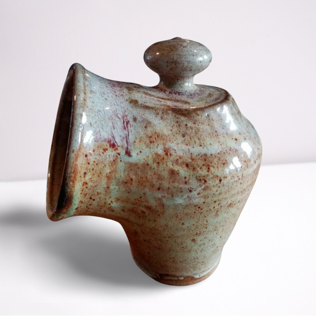 Large Vintage Glazed Ceramic / Ironware Rustic Salt Pot / Salt Pig ...