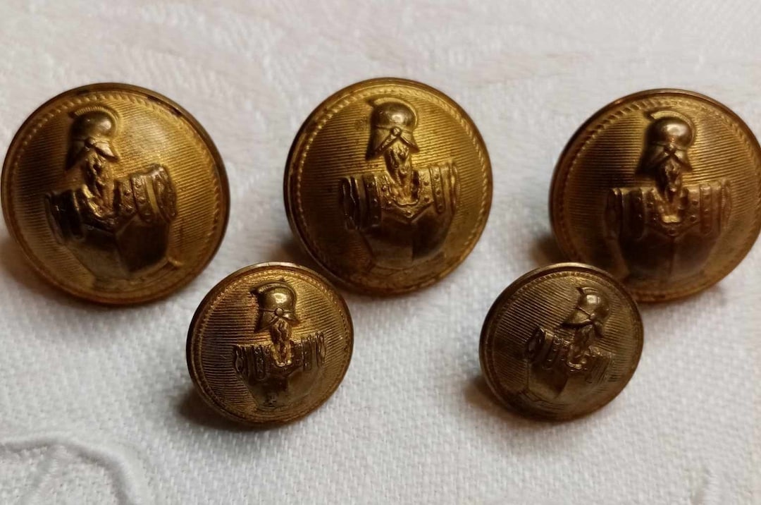 Set of 5 Vintage French Military Buttons, Battleship Engineer Officer ...