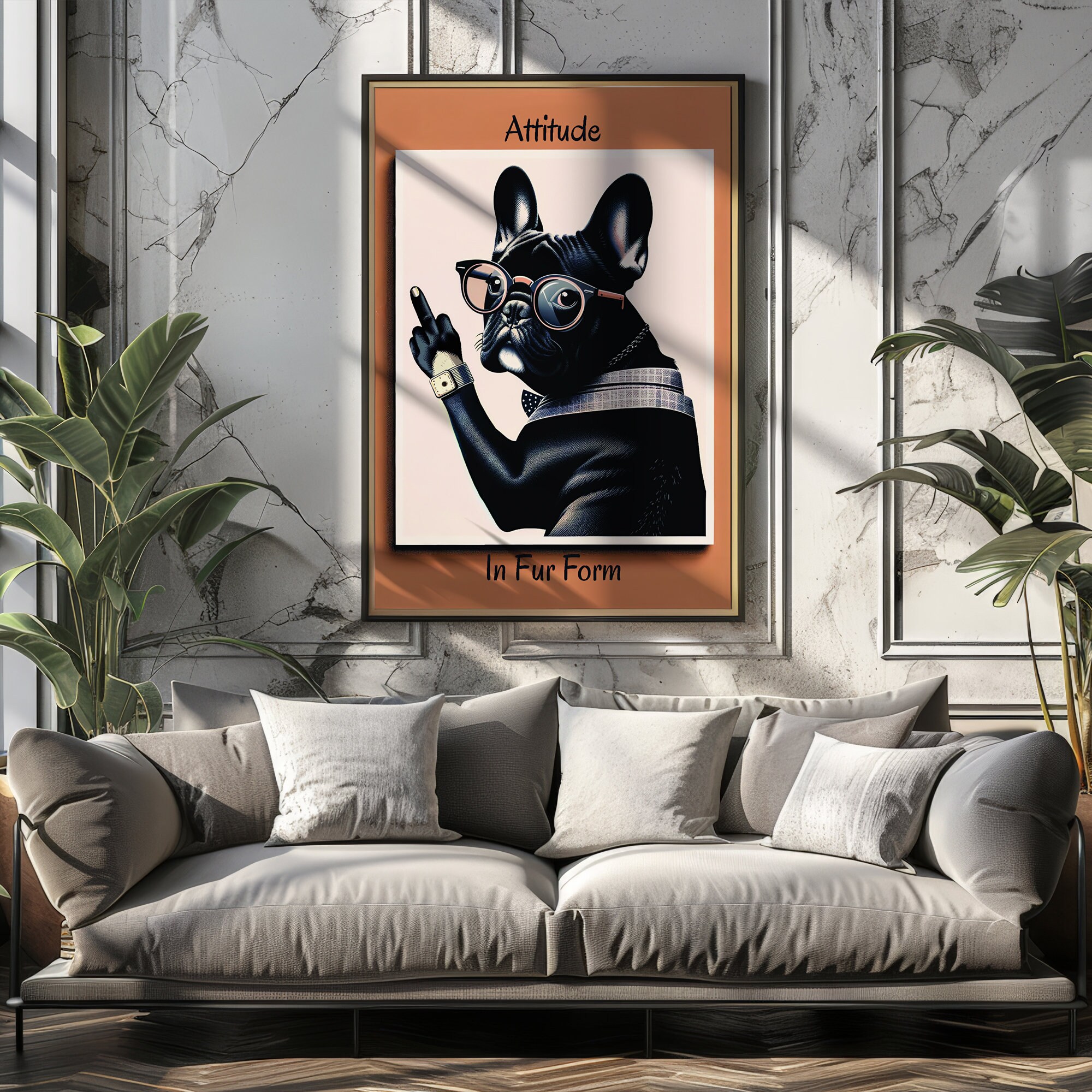 Rude Frenchie Art Print, Design, Poster, Animal, 30x40 Cm, 50x70 Cm - Etsy