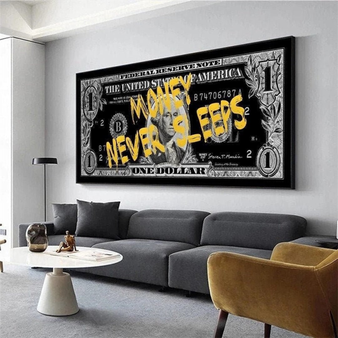 Motivational Money Wall Art Painting Money Never Sleeps and Future ...