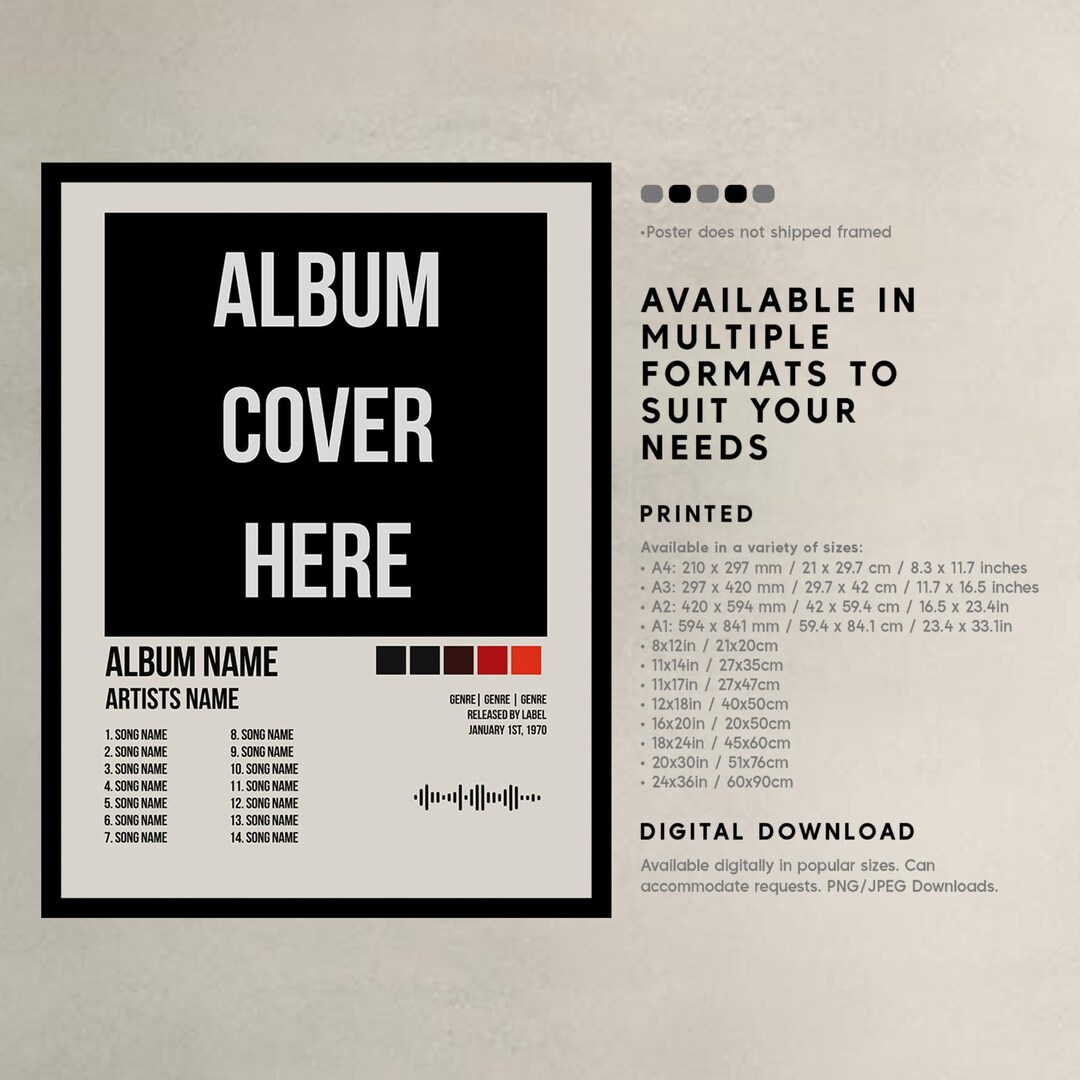 Custom Album Cover Print Poster,personelized Album Music Poster,album ...