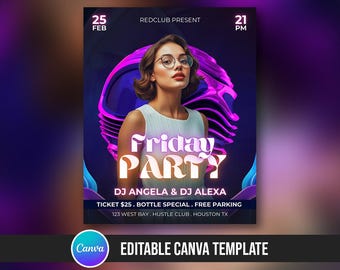 Editable Canva Motion Club Party Flyer Template - Etsy