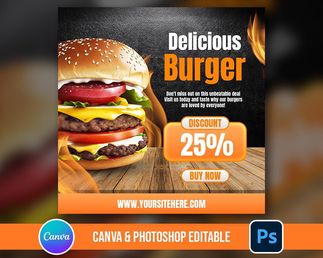 Burger Flyer Design / Burger Marketing Social Media / Burger Instagram ...