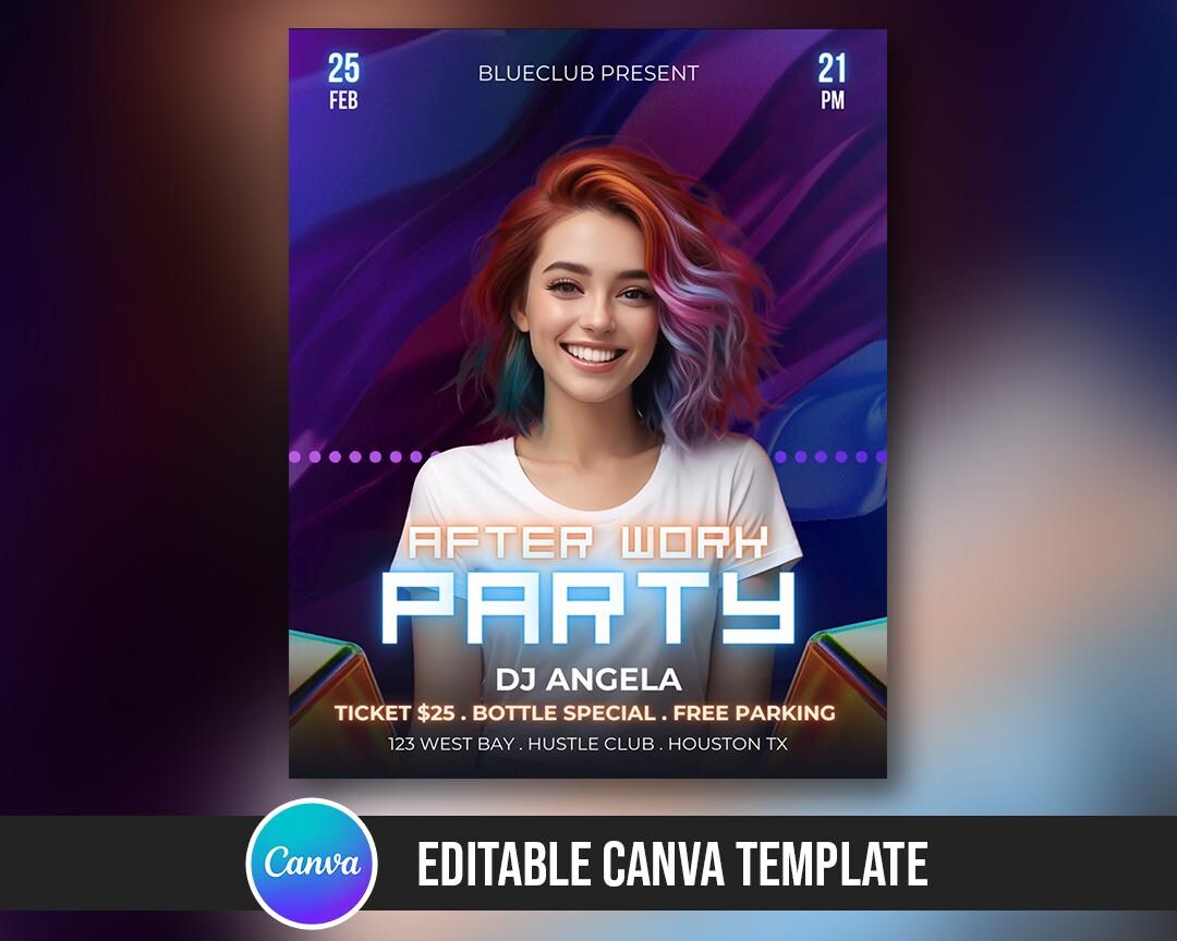 Animation Club Party Flyer Template for Canva, Customizable Motion ...