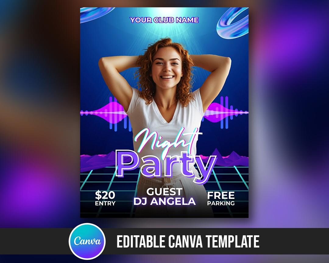 Animation Club Party Flyer Template for Canva, Customizable Motion ...