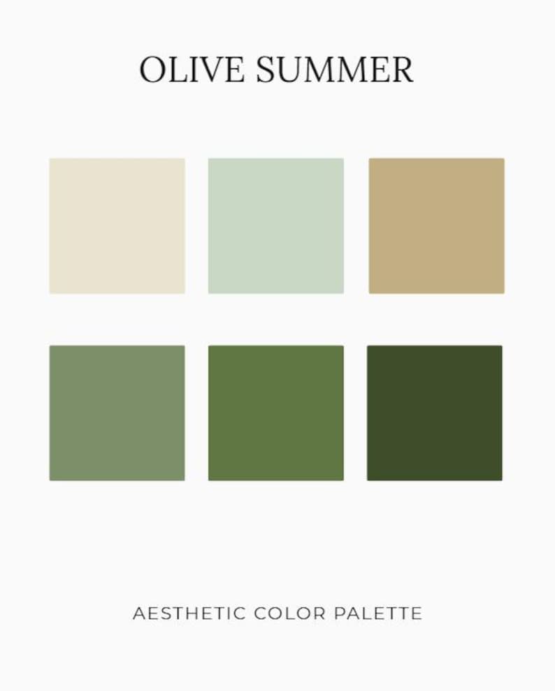 Olive Summer Color Palette | Neutral Green Canva Palette | Branding ...