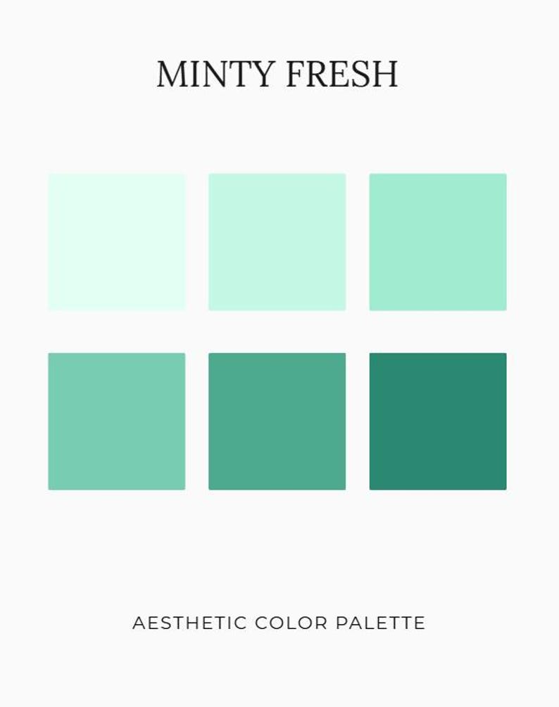 Minty Fresh Palette | Soft Mint Green | Clean Aesthetic Colors - Etsy