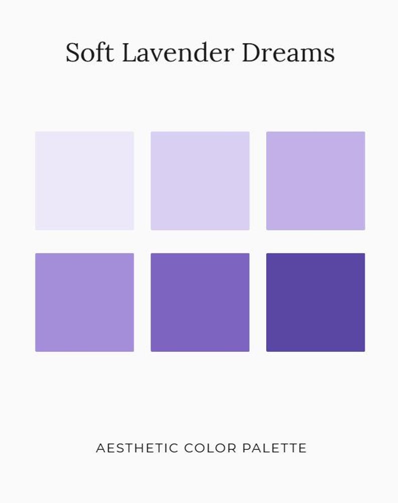 Soft Lavender Dreams Color Palette | Aesthetic Purple Canva Swatches - Etsy