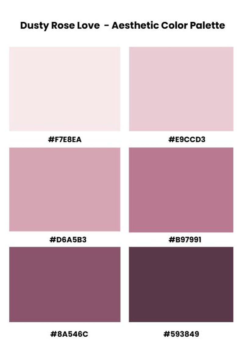Dusty Rose Color Palette – Romantic Pink Aesthetic - Etsy