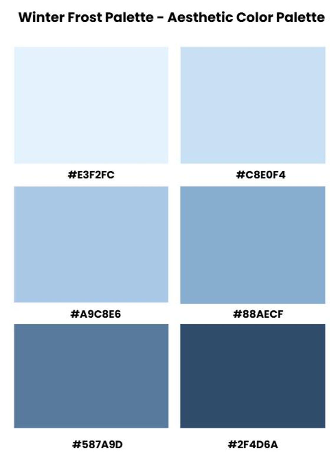 Winter Frost Color Palette – Icy Blue Aesthetic – Cool Winter Tones - Etsy