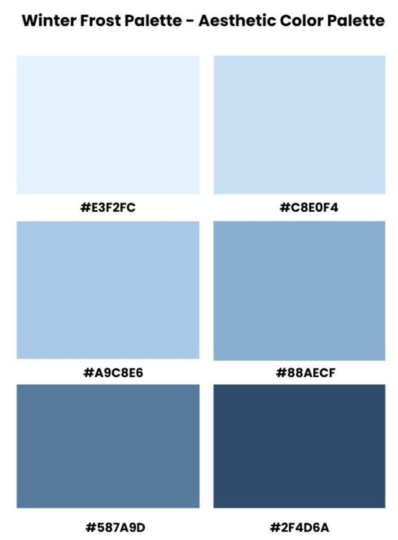 Winter Frost Color Palette – Icy Blue Aesthetic – Cool Winter Tones - Etsy