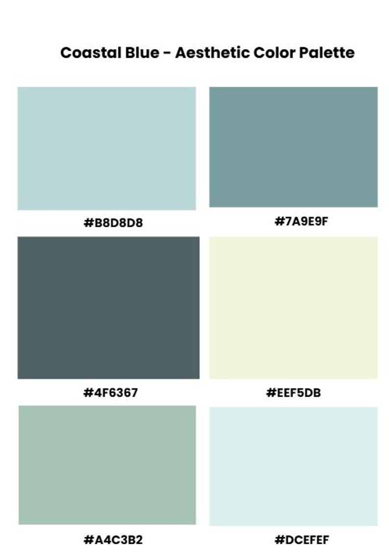 Coastal Blue Color Palette | Ocean Aesthetic Tones | Calm Blue Branding ...