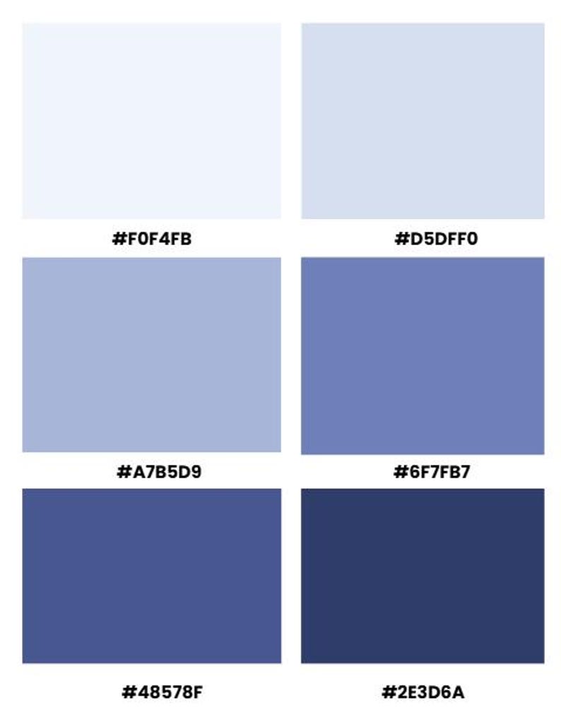 Midnight Serenity Color Palette | Moody Blue Aesthetic Tones - Etsy