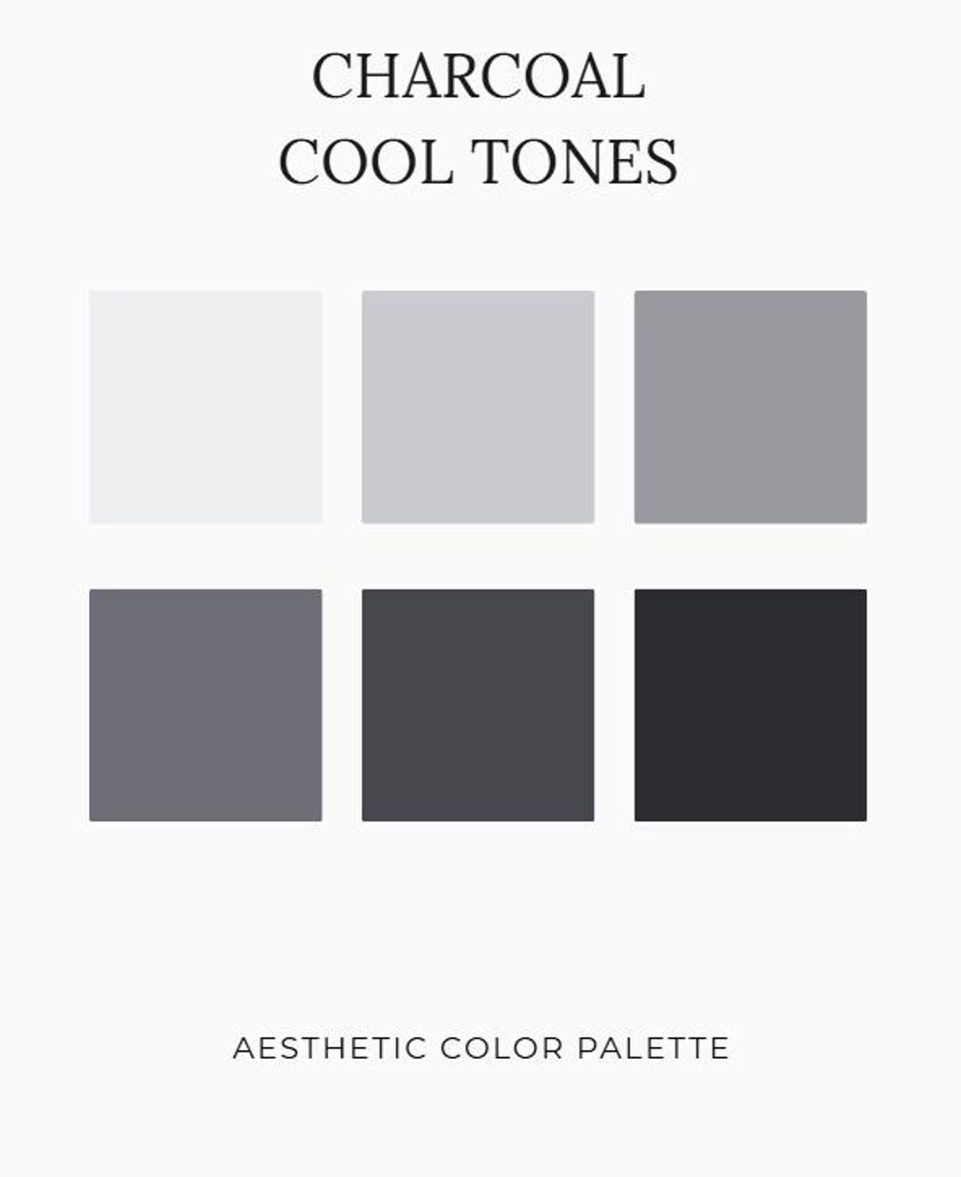Paleta de tonos fríos carbón / Grises profundos / Colores minimalistas ...
