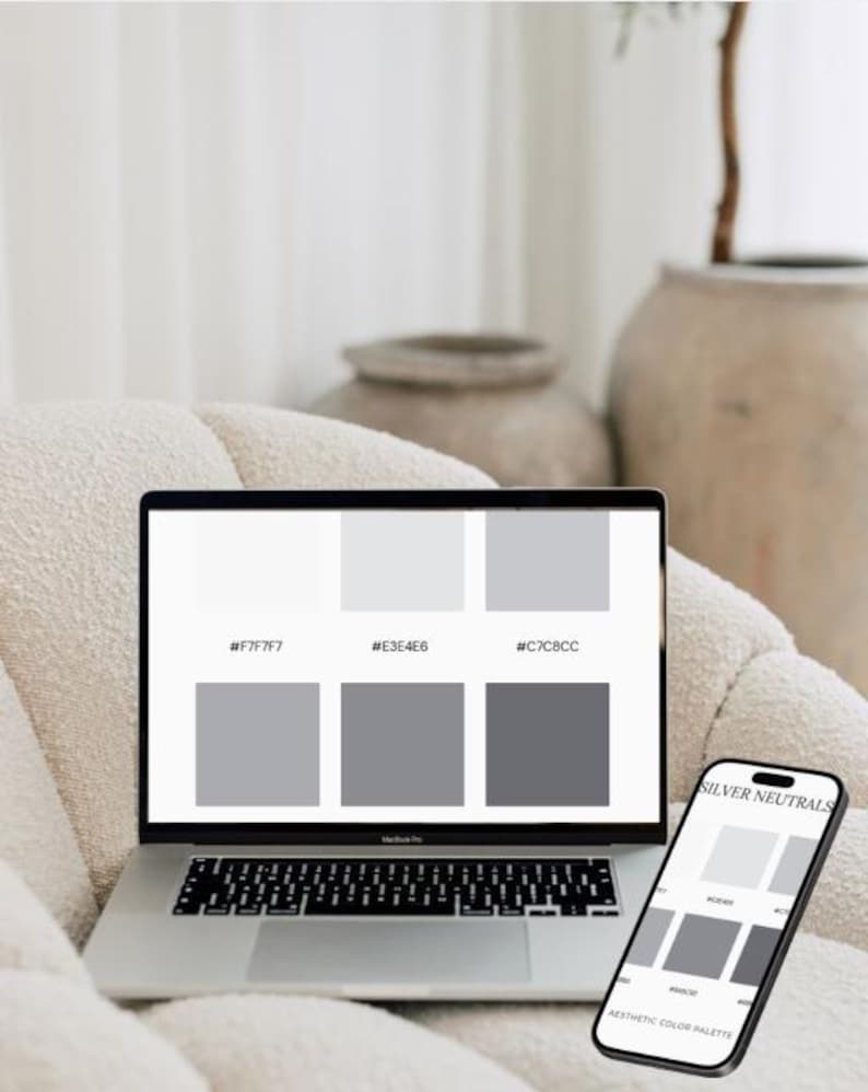 Silver Neutral Color Palette | Cool Light Greys | Minimal Aesthetic - Etsy