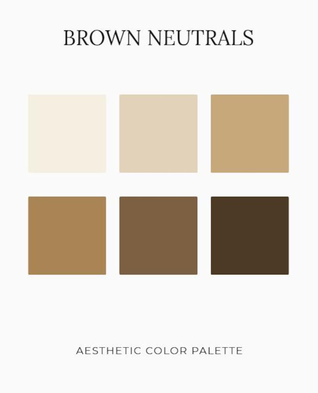 Brown Neutral Palette | Warm Earth Tones | Natural Aesthetic Colors - Etsy