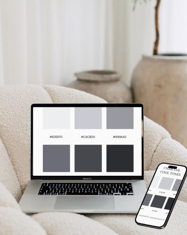 Charcoal Cool Tones Palette | Deep Greys | Modern Minimal Colors - Etsy