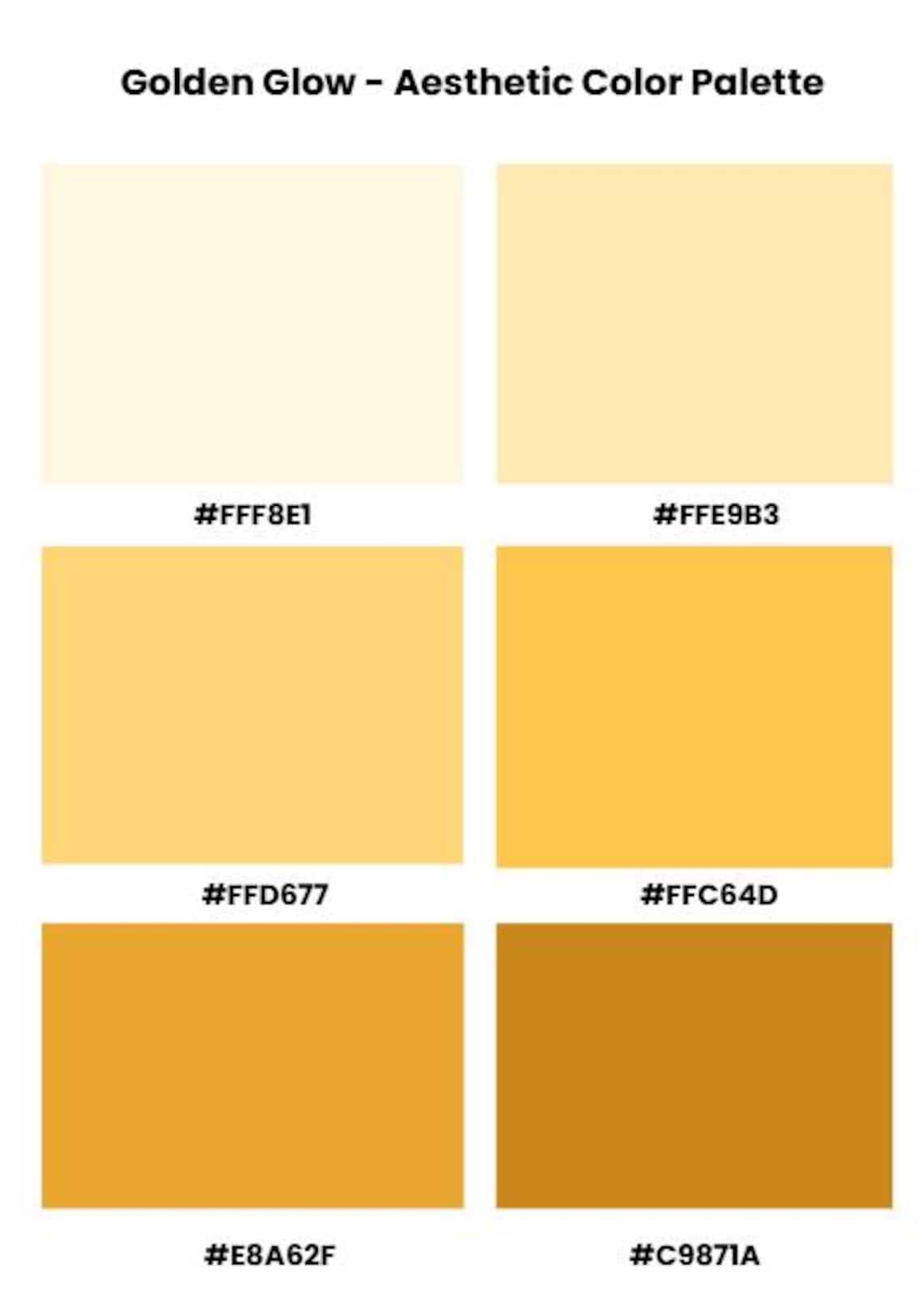 Golden Glow Color Palette | Warm Yellow & Gold Aesthetic - Etsy