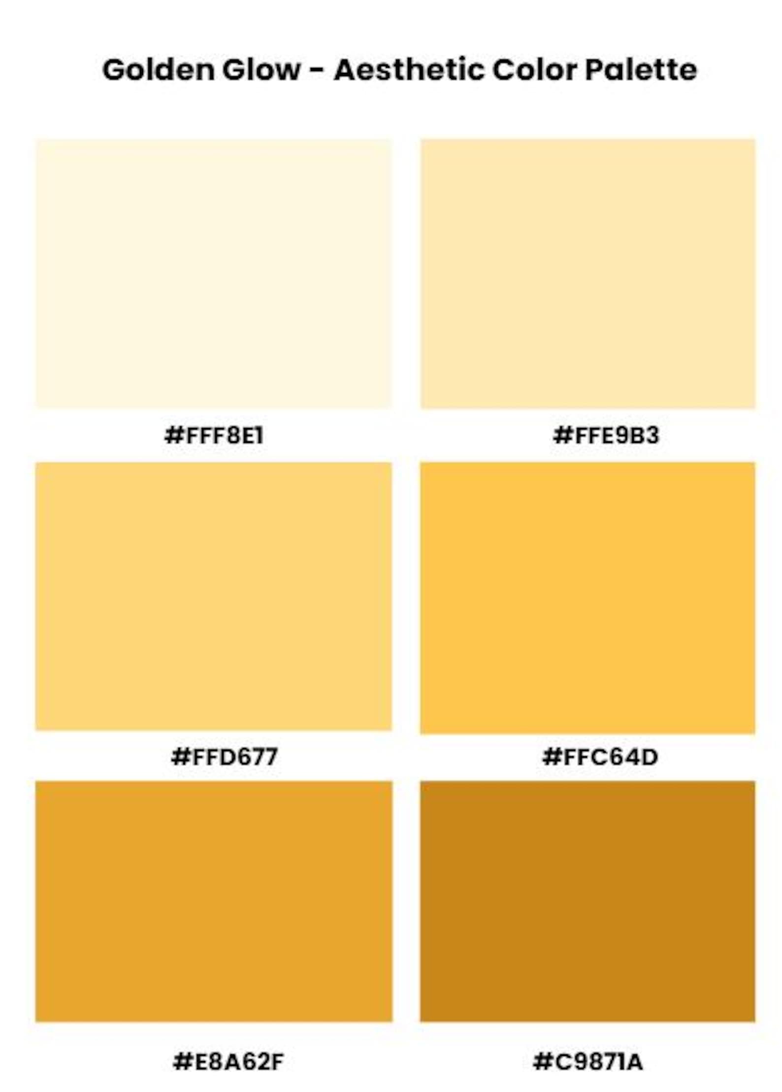 Golden Glow Color Palette | Warm Yellow & Gold Aesthetic - Etsy