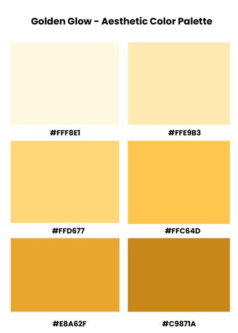 Golden Glow Color Palette | Warm Yellow & Gold Aesthetic - Etsy