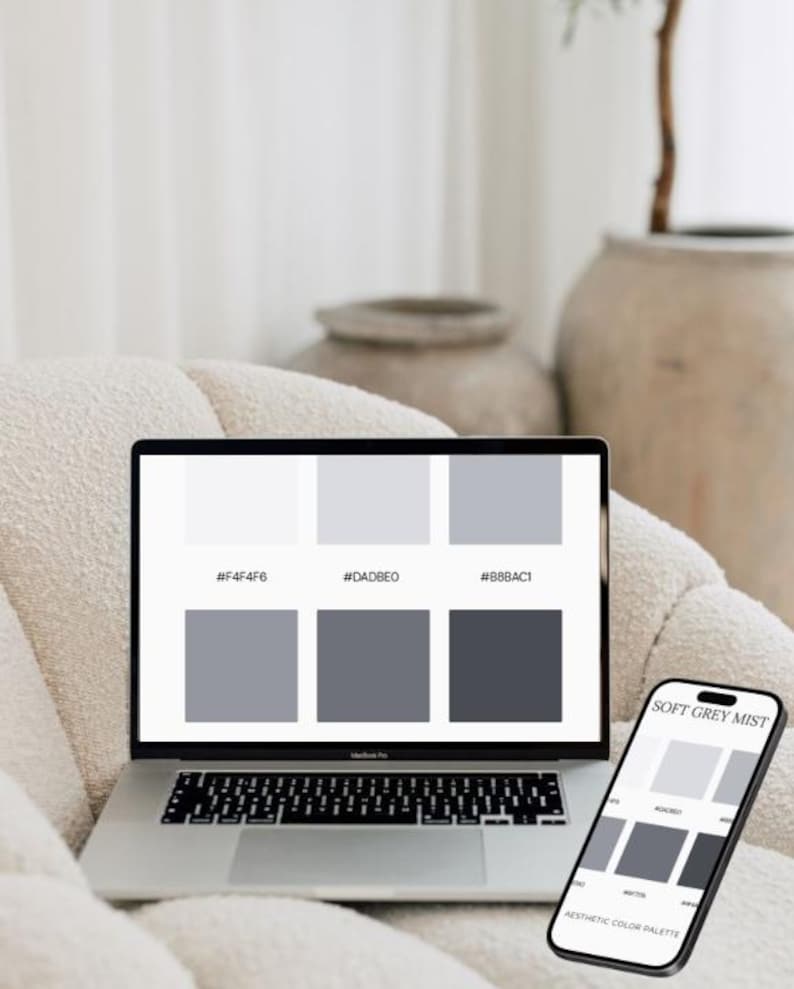 Soft Grey Mist Color Palette | Minimal Cool Tones | Neutral Greys - Etsy