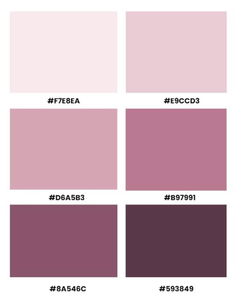 Dusty Rose Color Palette – Romantic Pink Aesthetic - Etsy