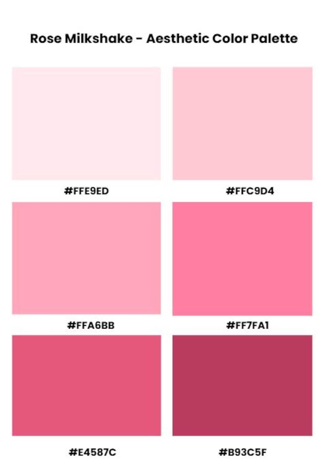 Rose Milkshake Color Palette | Aesthetic Pink Branding Colors - Etsy