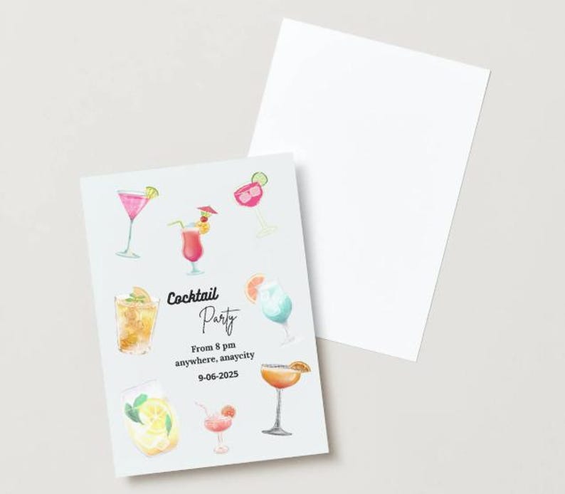Summer Cocktail Party Invitation | Editable Canva Template (instant ...