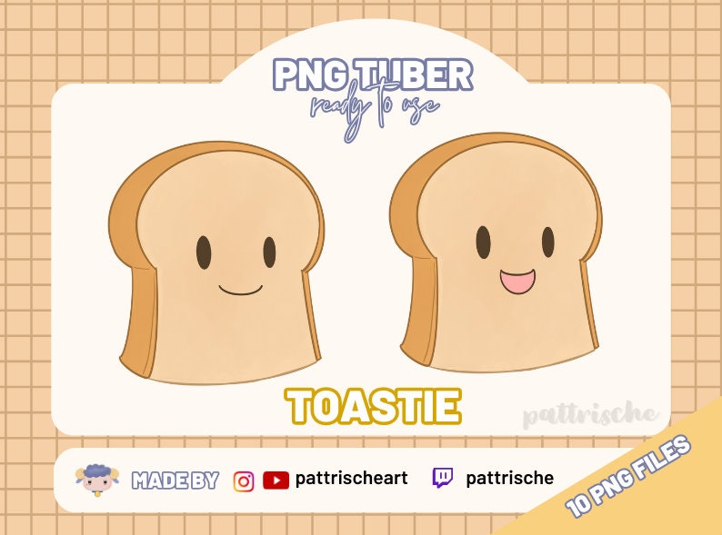 Toastie Pngtuber: Cute Bread | Toast | Twitch | Youtube | Ready to Use ...