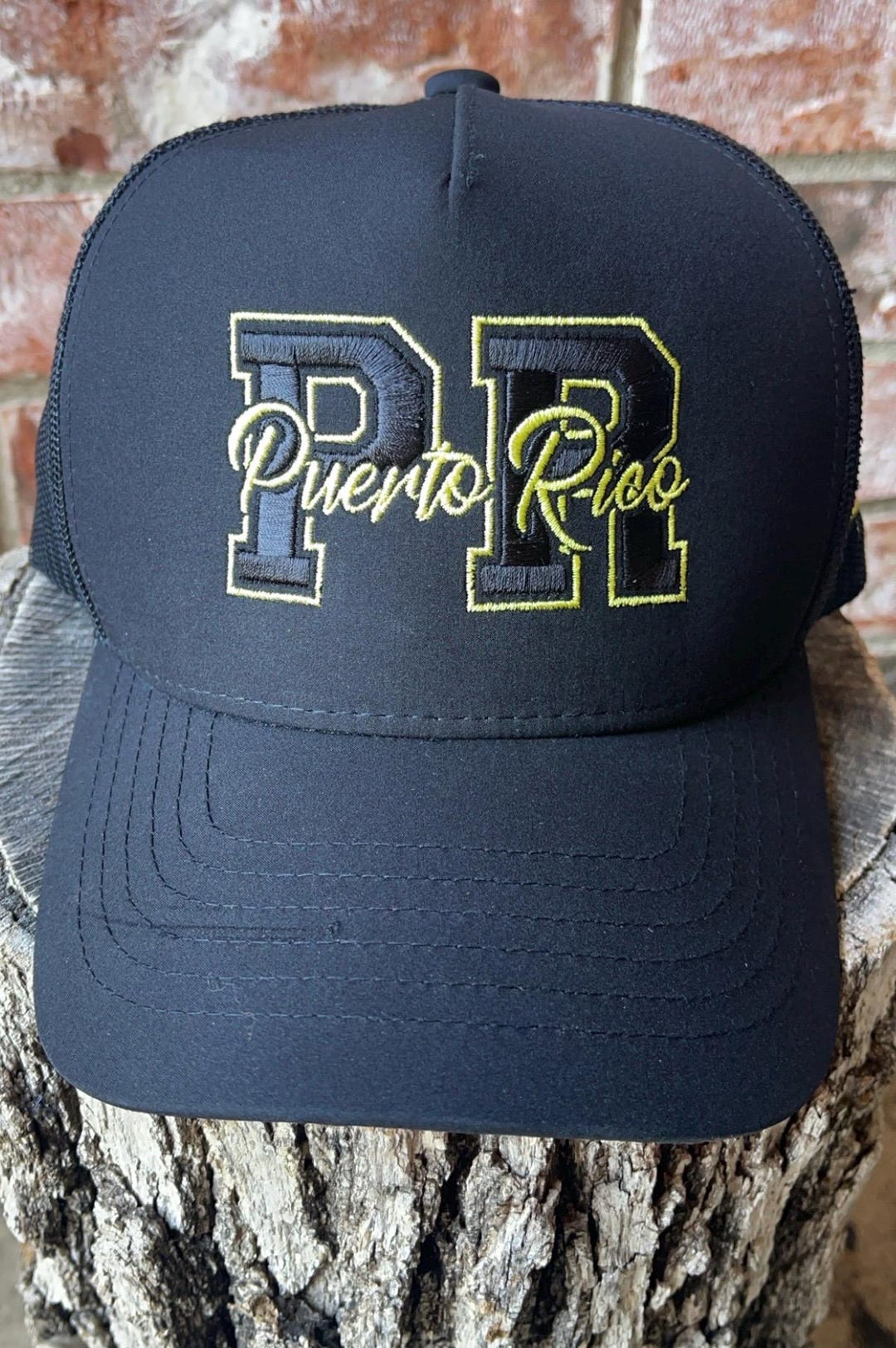 Black/yellow Puerto Rico Concho Snap Back Hat With Flag - Etsy