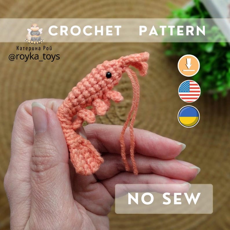Shrimp Crochet Pattern + Videotutorial Amigurumi PDF Emotional Support ...