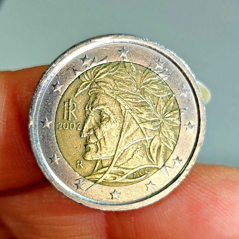 2002 Italy 2 Euro Coin Dante - Etsy