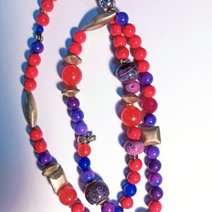 Long Beaded Necklace Colorful Bead Necklace Multi Color Boho Gemstone ...