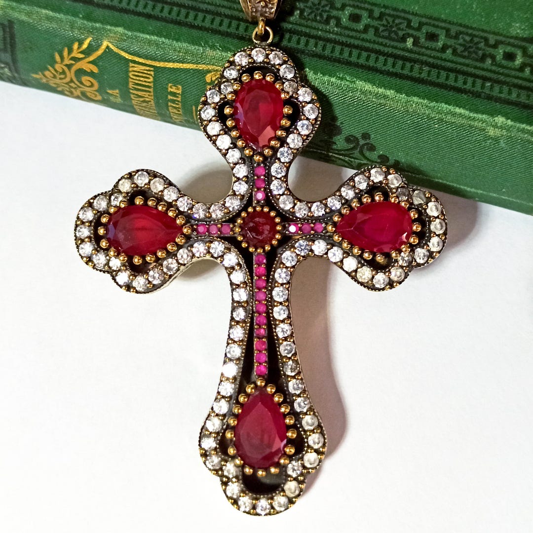 XL Red Cross Pendant Medieval Dress Style Unique Gift Fashionable Gift ...