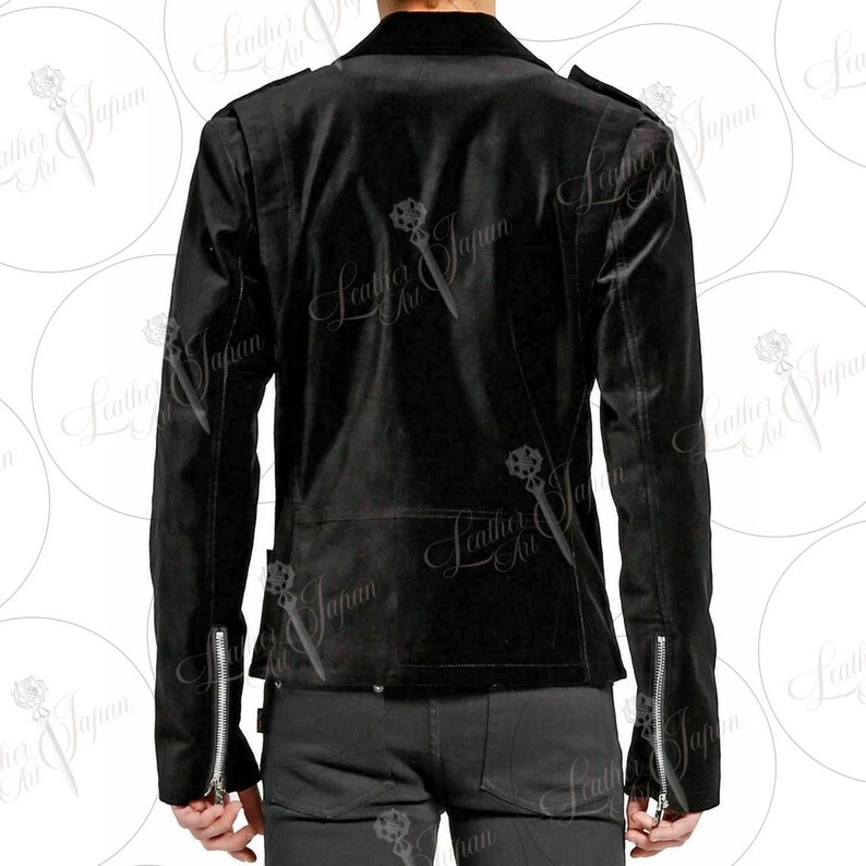 Men Black Velvet Biker Gothic Classic Steampunk Designer Motorcycle ...